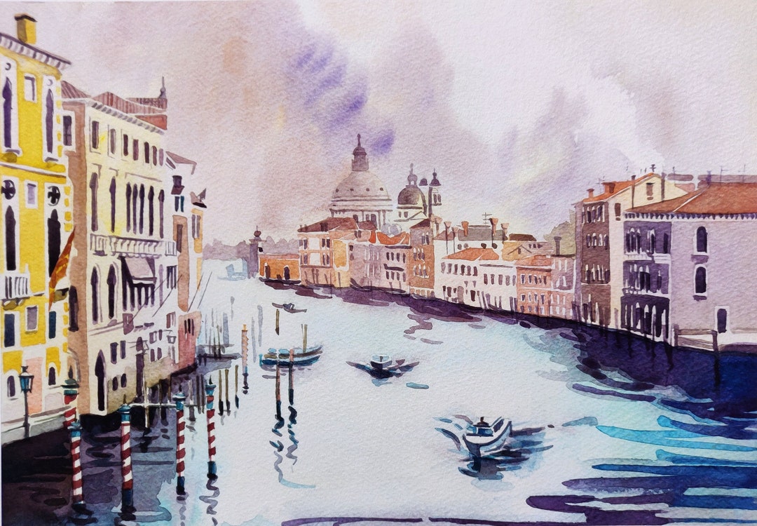 Grand Canal, Painting Venice Watercolor, Art Print Venice, Italy Wall ...