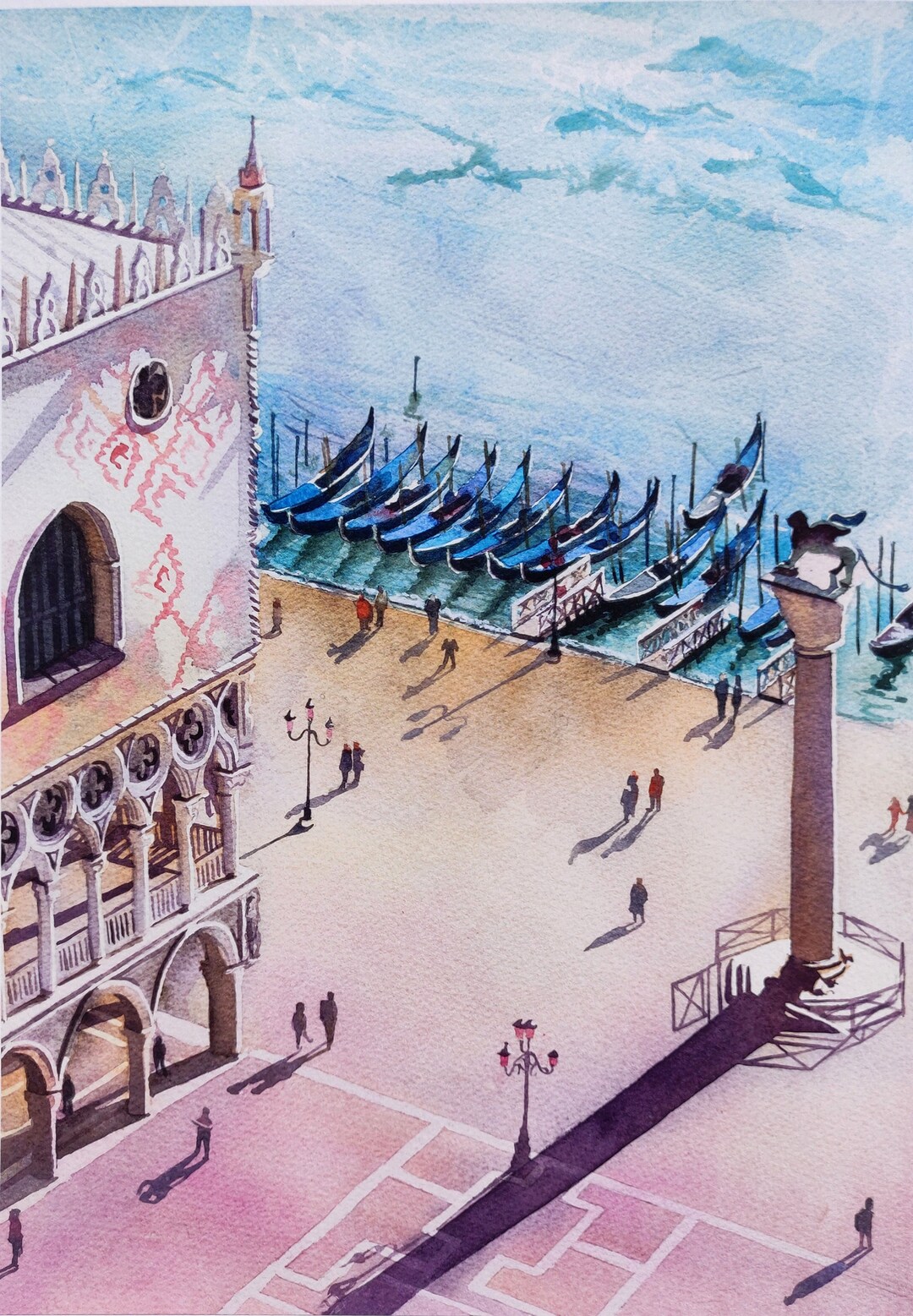 Piazza San Marco, Italy, Bird's Eye View of Venice, Print From Original ...