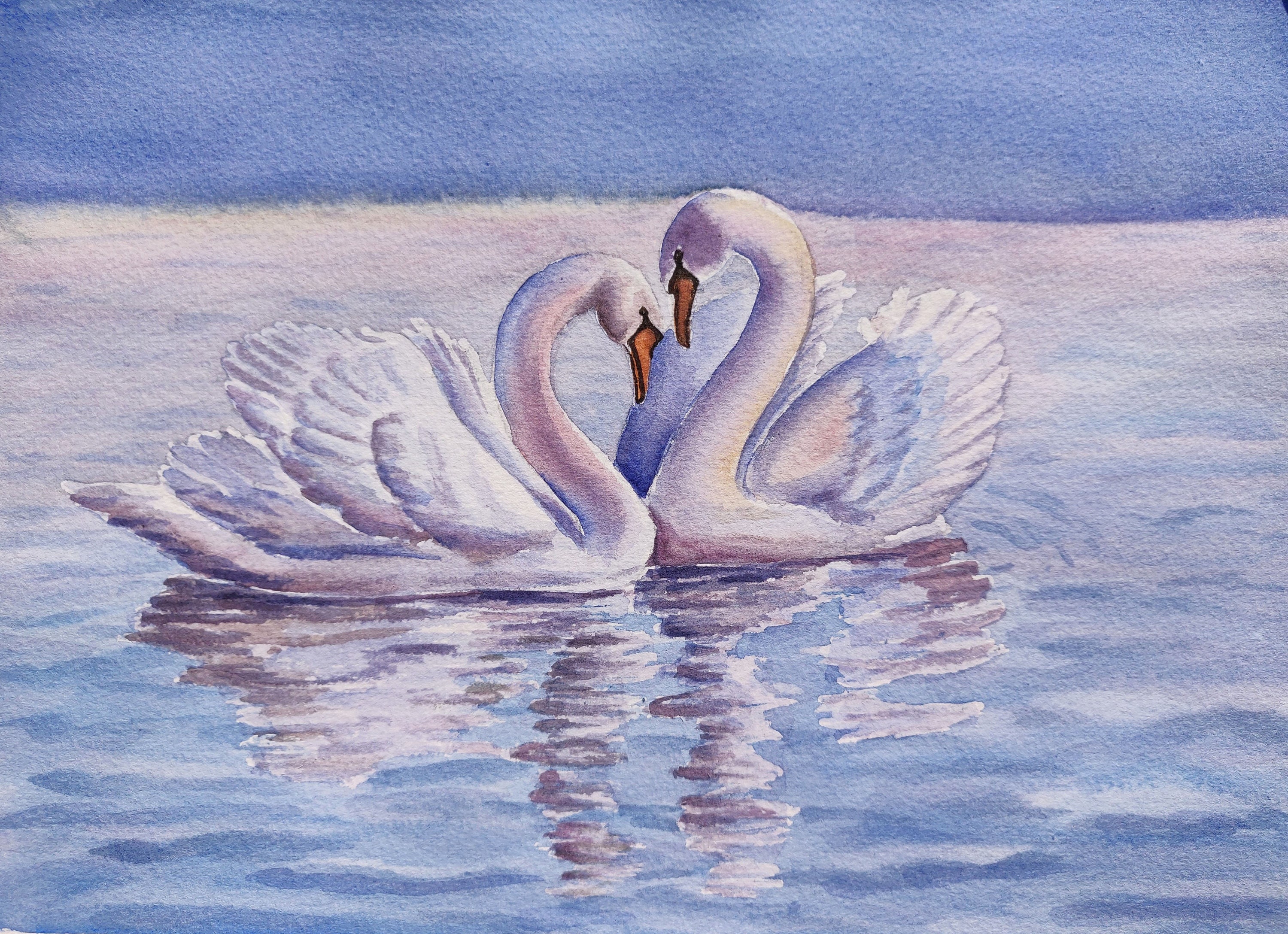 Swan Wall Art, Lake Artwork Painting , Wildlife Art, Original ...