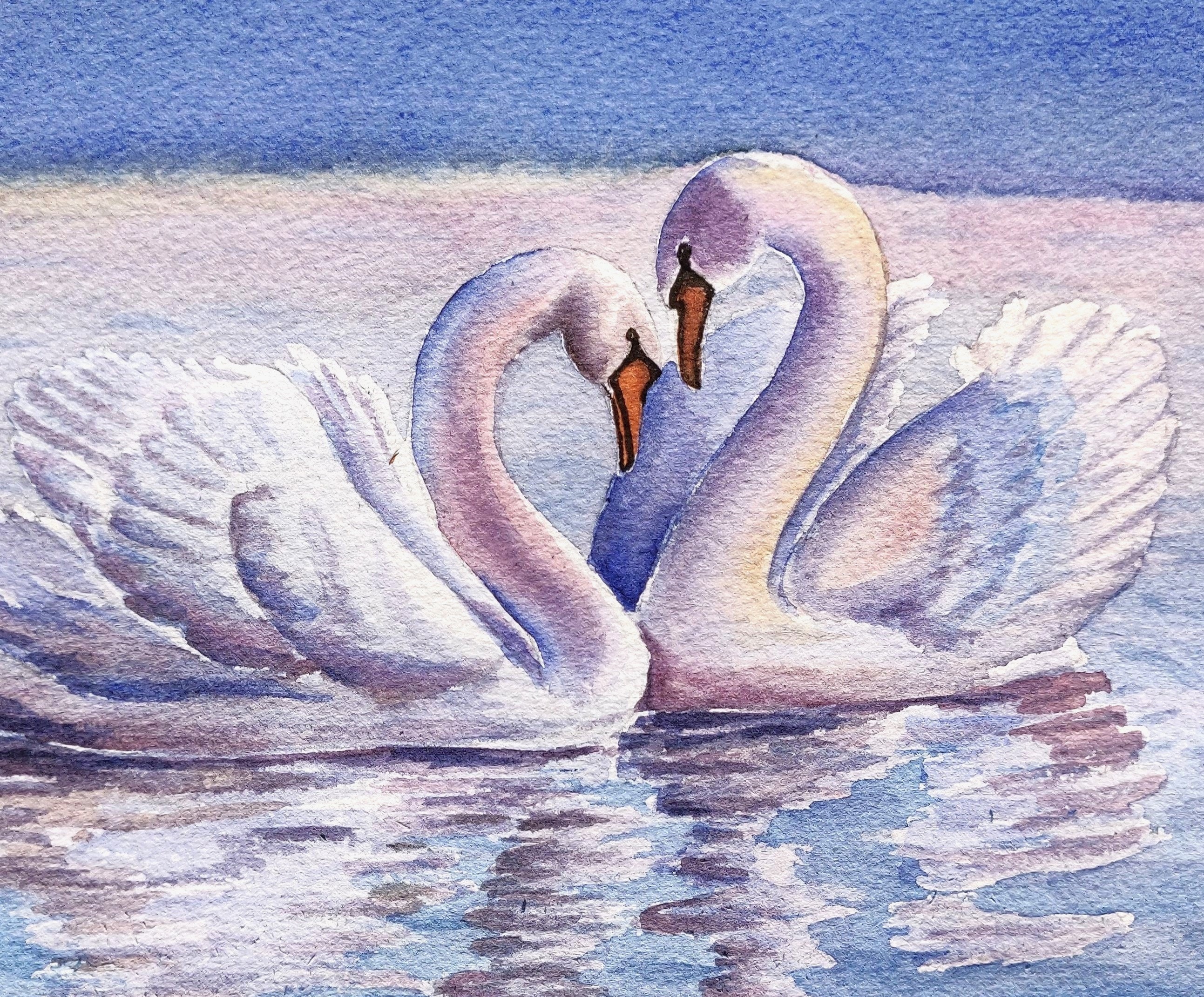 Swan Wall Art, Lake Artwork Painting , Wildlife Art, Original ...