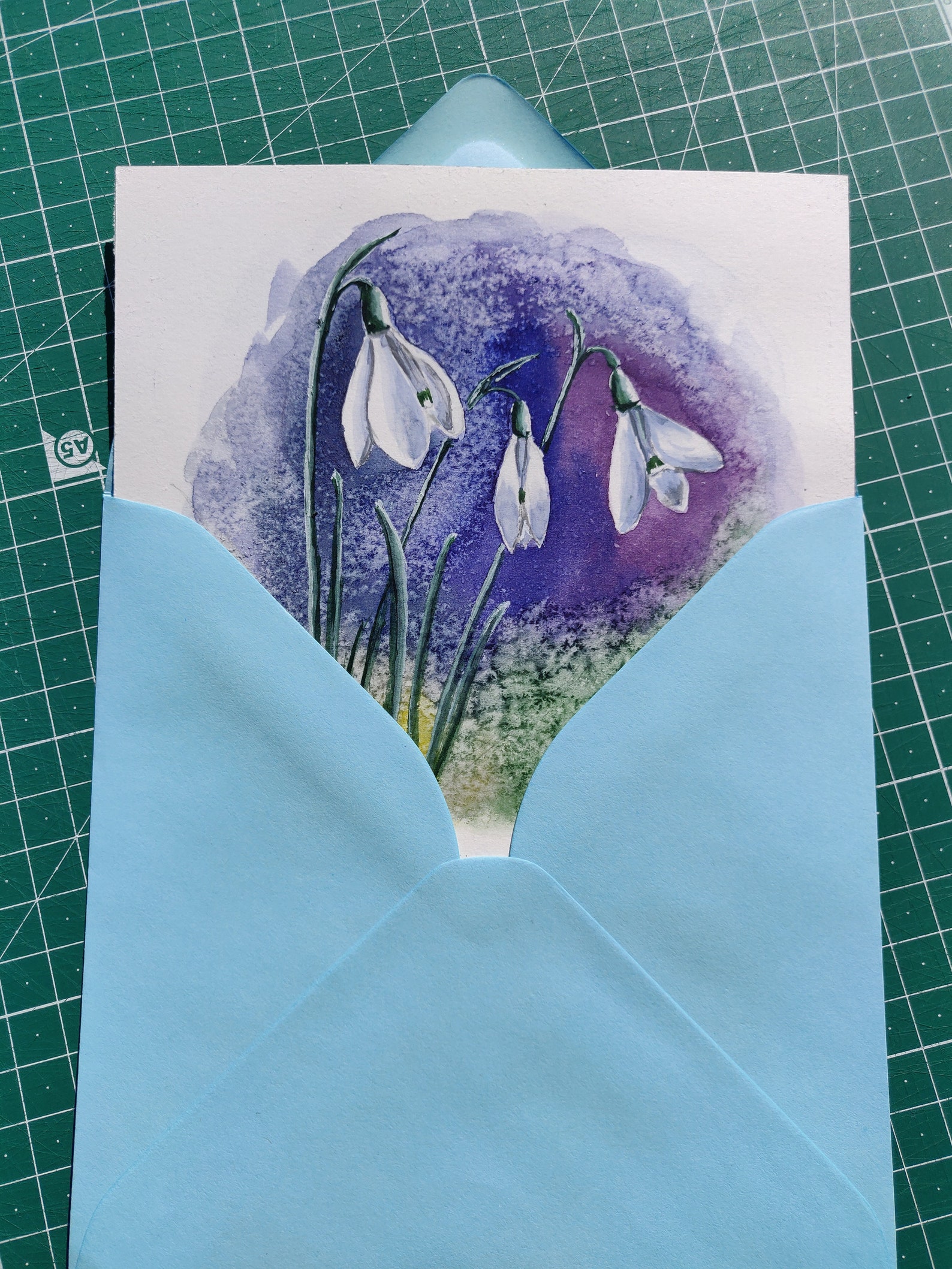 Snowdrops Postcard, Spring Flowers Painting, Original Watercolor Card ...