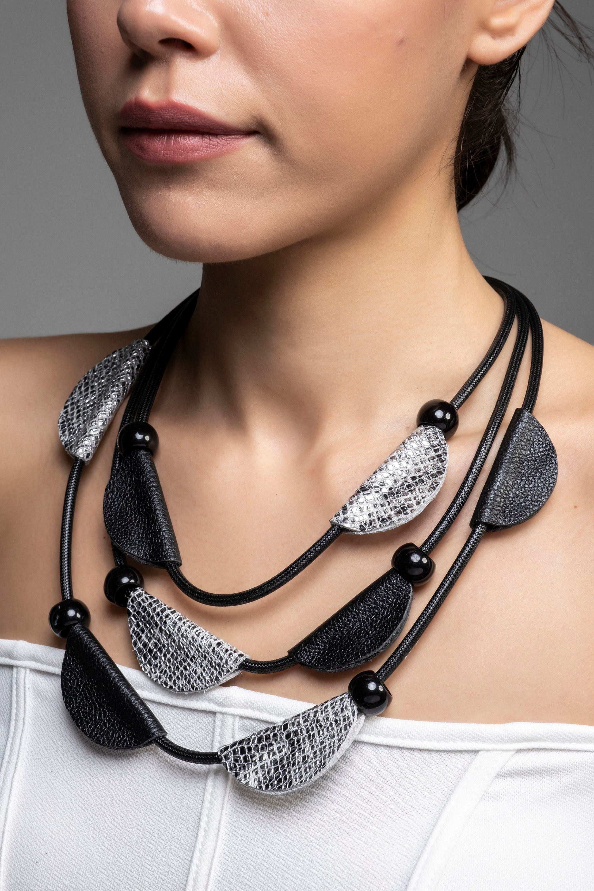 Avant Garde Leather Necklace - Etsy