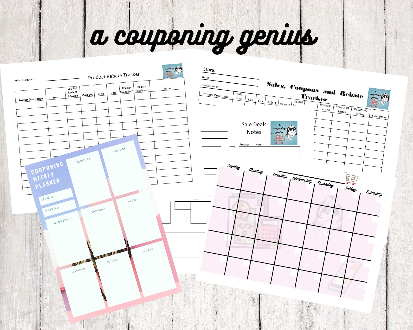 5 Couponing, Sales and Rebate Tracker, Monthly Planner, Weekly Planner ...