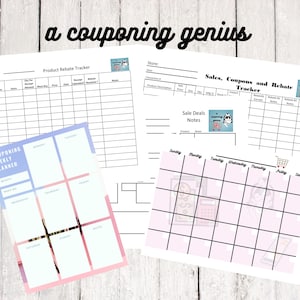 5 Couponing, Sales and Rebate Tracker, Monthly Planner, Weekly Planner ...