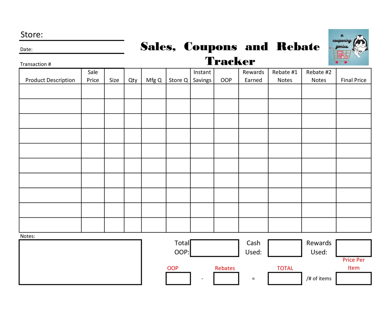 5 Couponing, Sales and Rebate Tracker, Monthly Planner, Weekly Planner ...