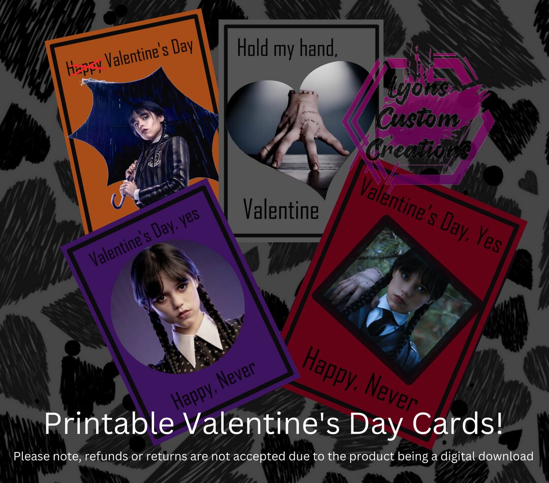 Printable Wednesday Valentines, Valentine's Day Cards - Etsy
