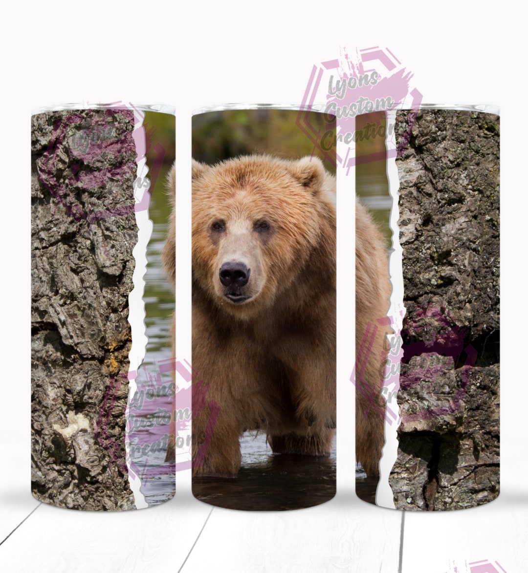 Grizzly Bear Ripped Tree 20oz Skinny Tumbler Sublimation Design - Etsy