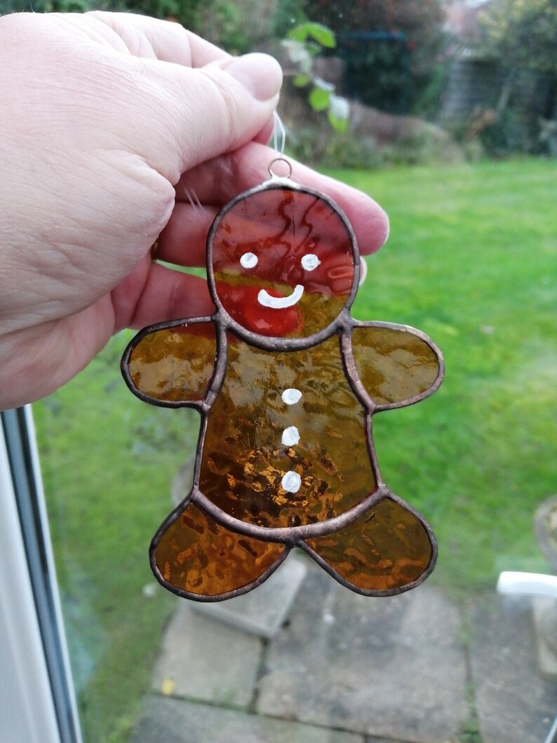 Stained Glass Gingerbread Man Christmas Decoration | Etsy
