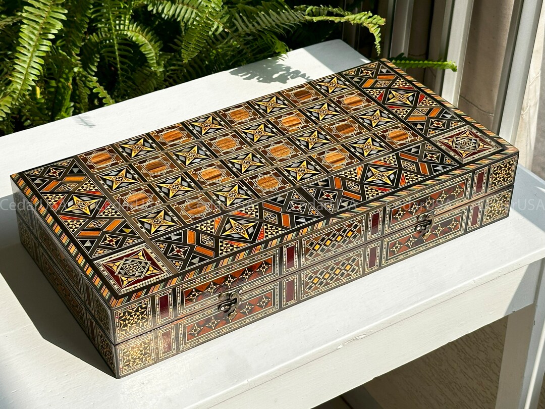 20” Backgammon Board and Chess Set From Lebanon With Real Pearl Inlays ...