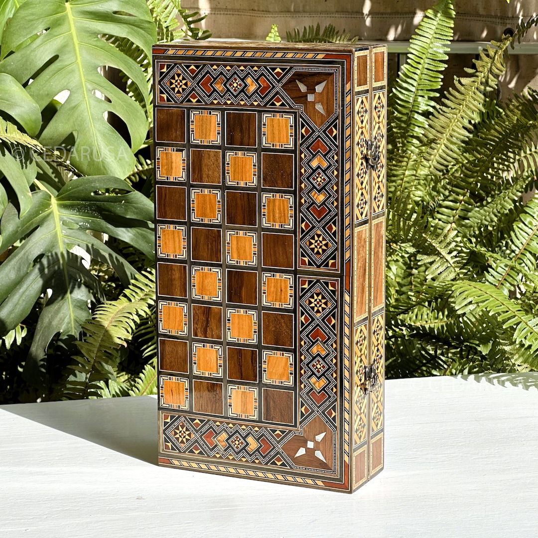 Handmade Backgammon Chess Set: Lebanese Pearl Inlay Board Game From ...