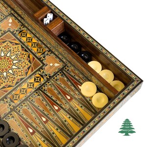 XL Pearl Backgammon Set and Folding Chess Board From Lebanon - Handmade ...