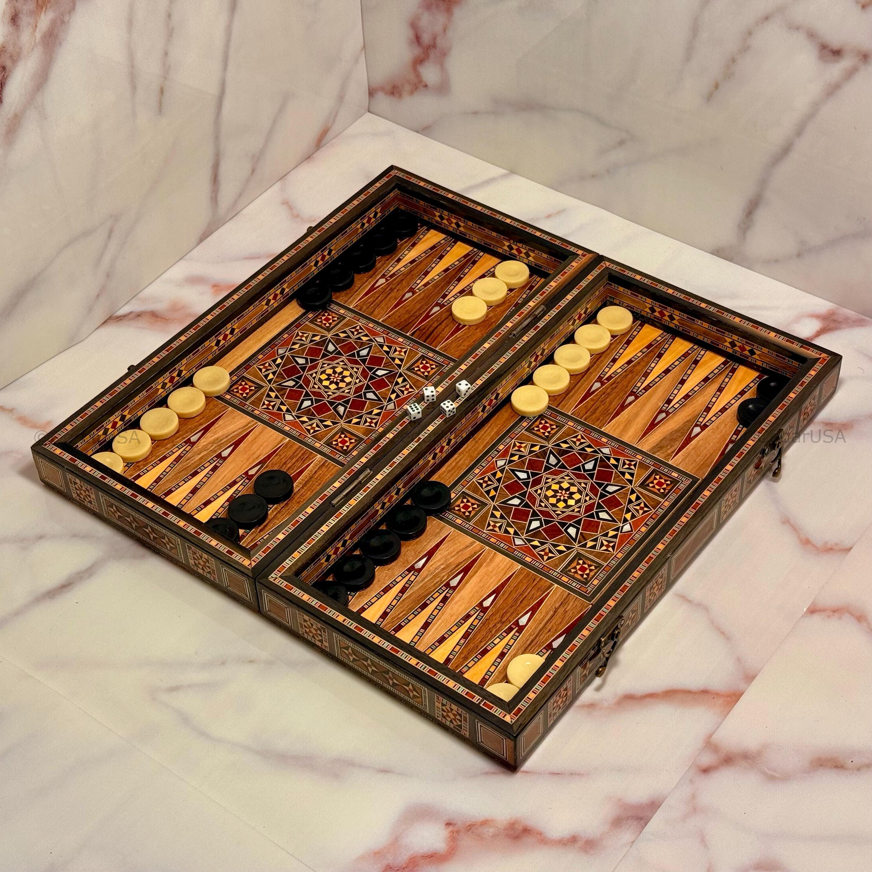 Lebanese Handmade Backgammon Chess Set: Vintage Design, Personalizable ...