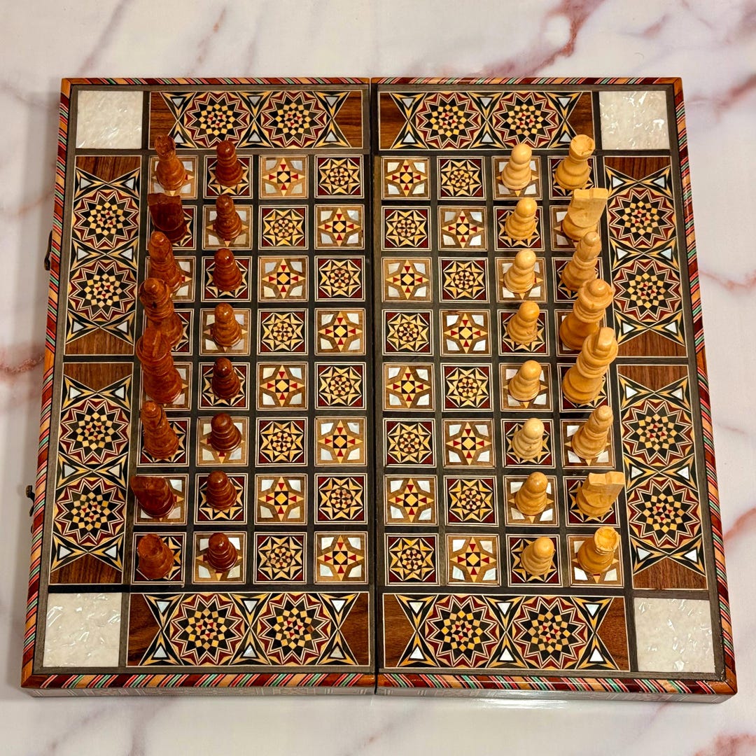 Lux Backgammon Board - Lebanese Handmade Backgammon Game Chess Set ...