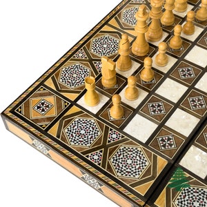 SALE Backgammon Board and Chess Set From Lebanon Traditional Arabian ...