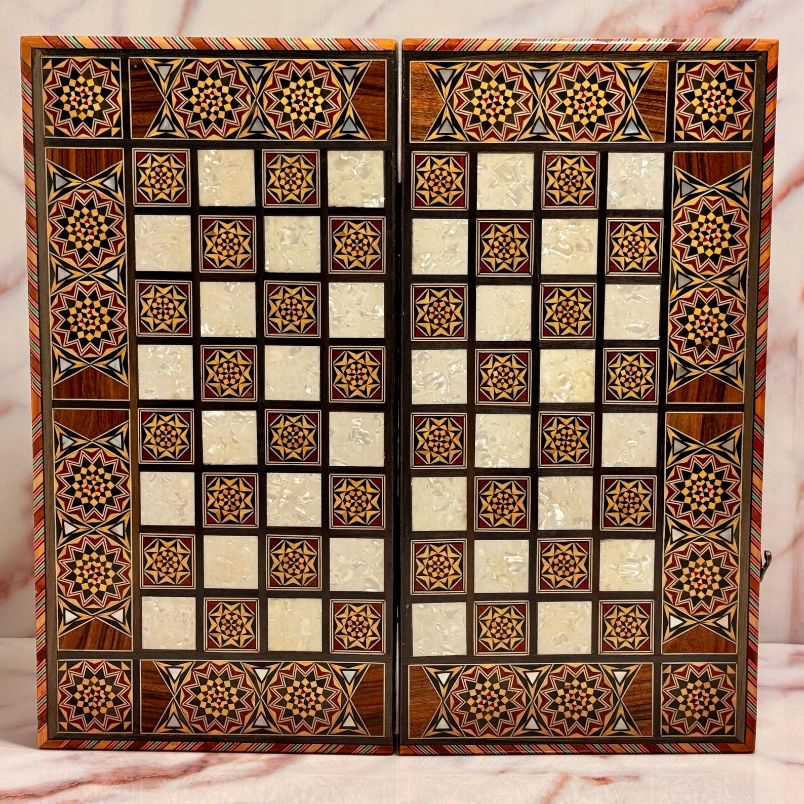 Lebanese Handmade Backgammon Chess Set: Vintage Design, Personalizable ...