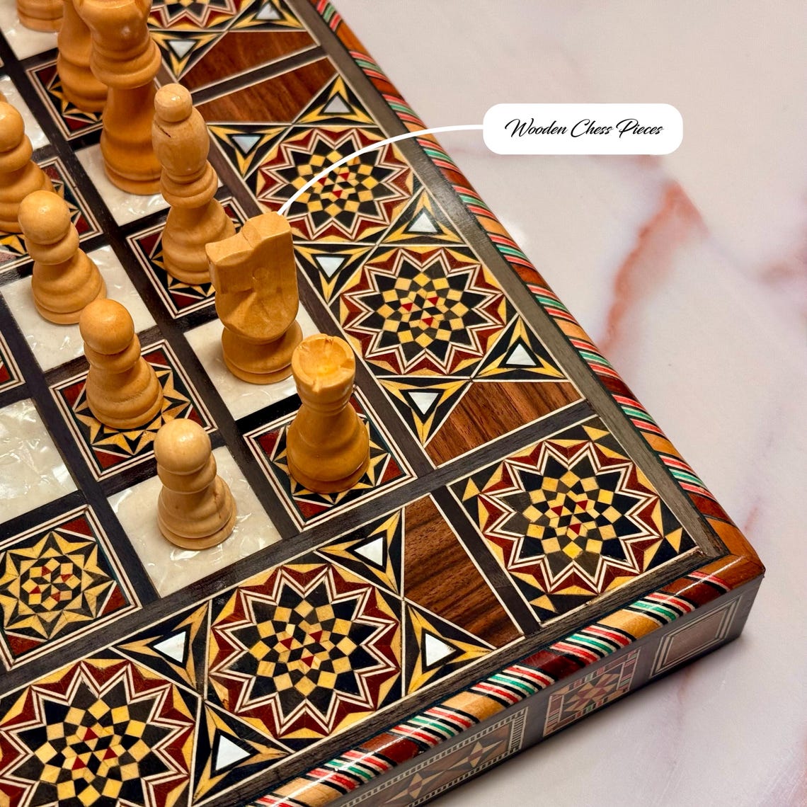 Lebanese Handmade Backgammon Chess Set: Vintage Design, Personalizable ...