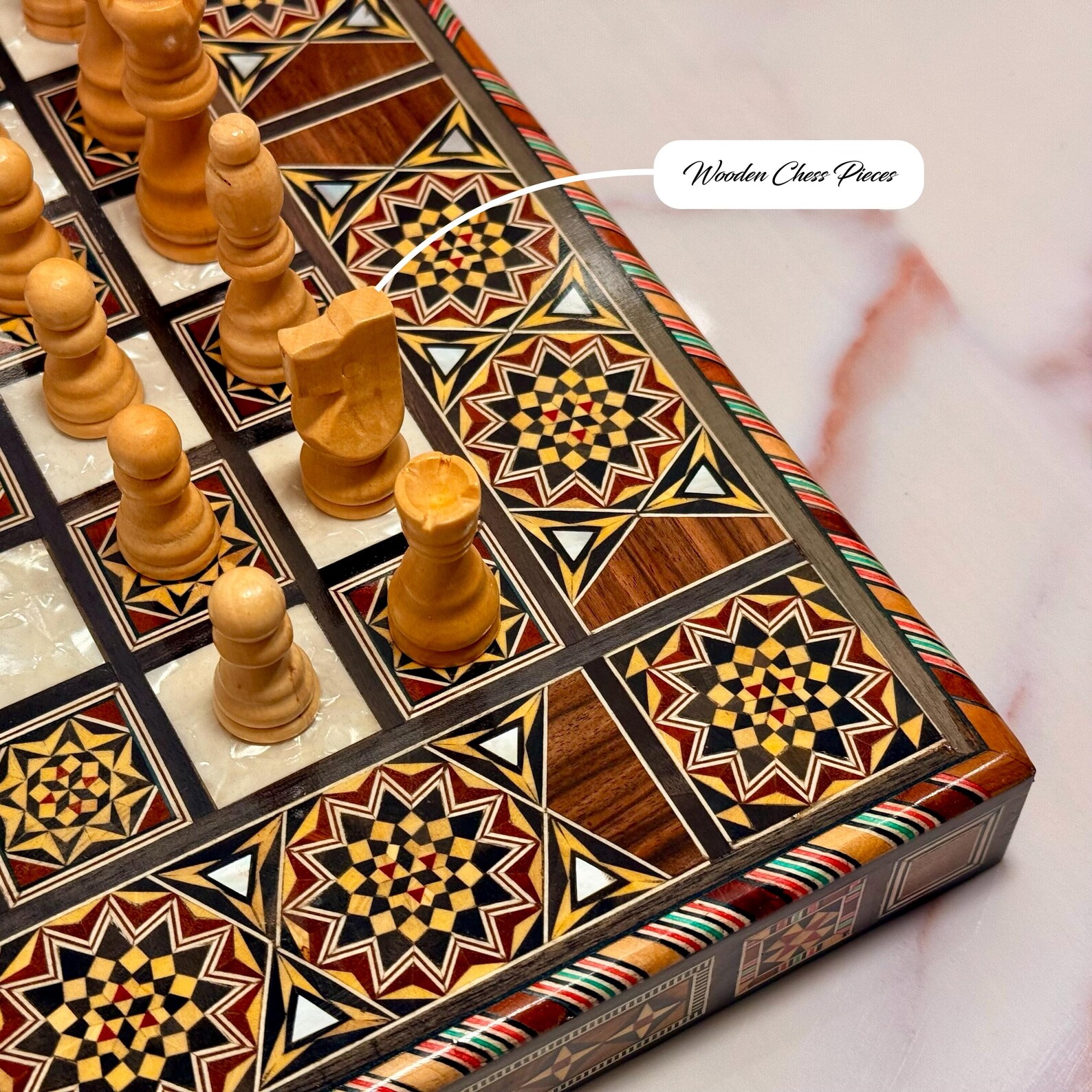 Lebanese Handmade Backgammon Chess Set: Vintage Design, Personalizable ...