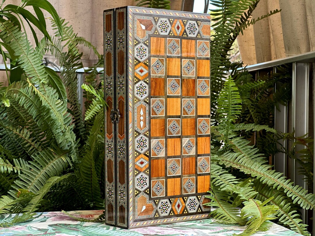Handmade Backgammon and Chess Set - Lebanese Deluxe Checkers Board Game ...