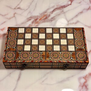 Lebanese Handmade Backgammon Chess Set: Vintage Design, Personalizable ...