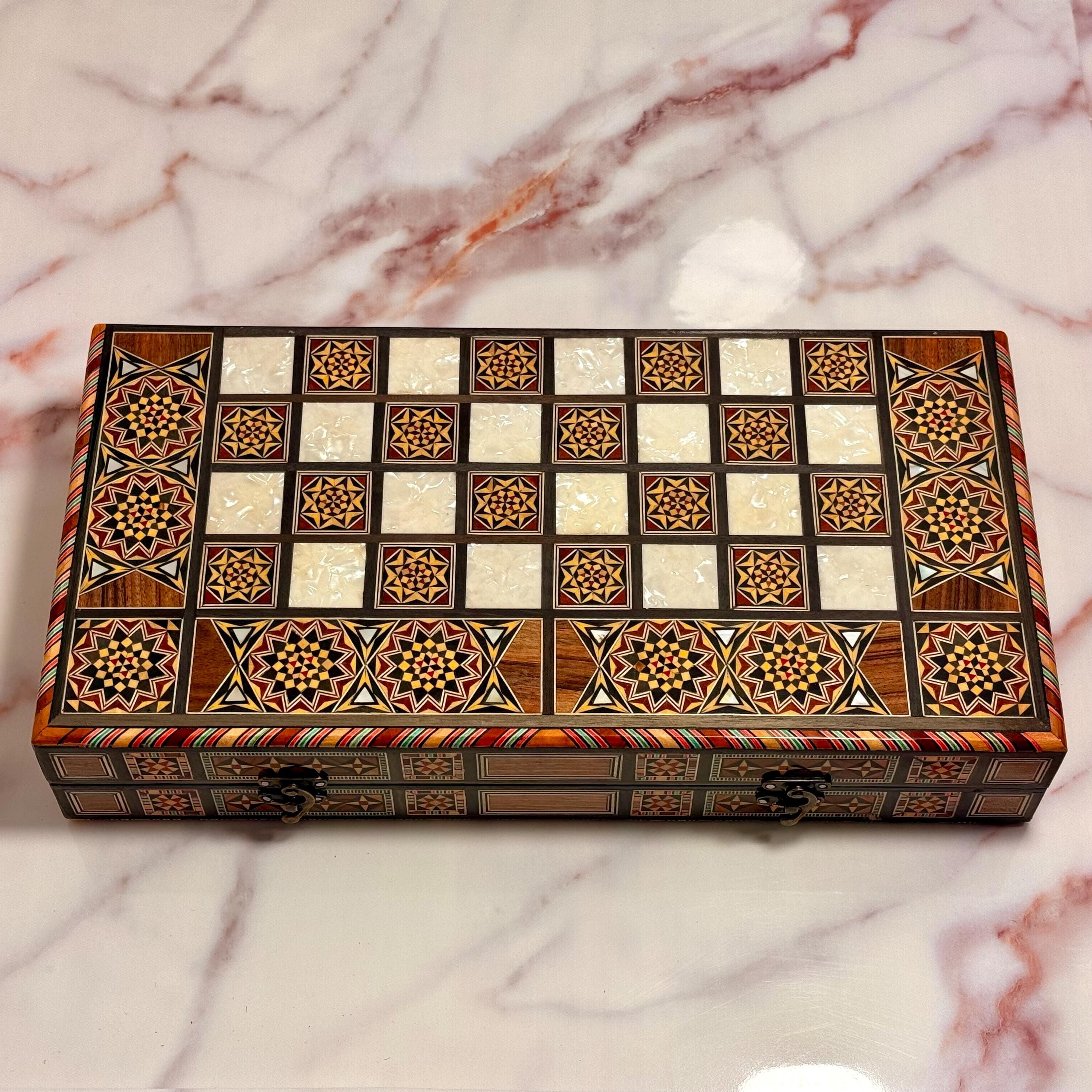 Lebanese Handmade Backgammon Chess Set: Vintage Design, Personalizable ...