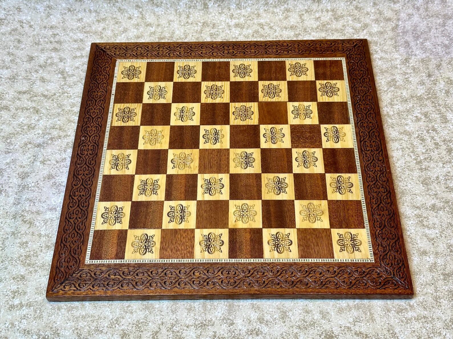 Handmade Walnut Chess Board With Pieces Set - Lebanese Design From ...