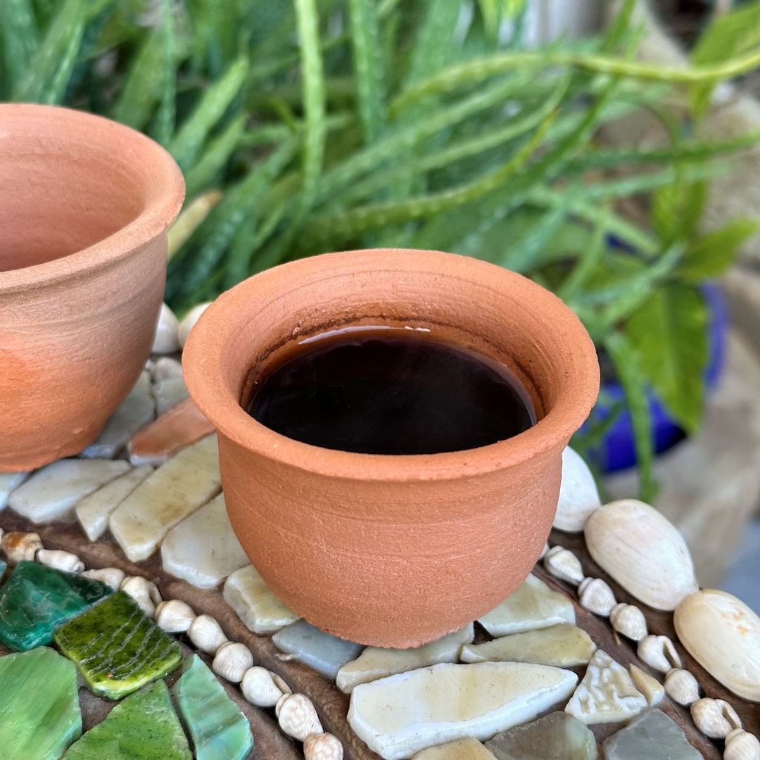 Handmade Clay Lebanese Coffee Cups: Traditional Fnejin Set From Lebanon ...