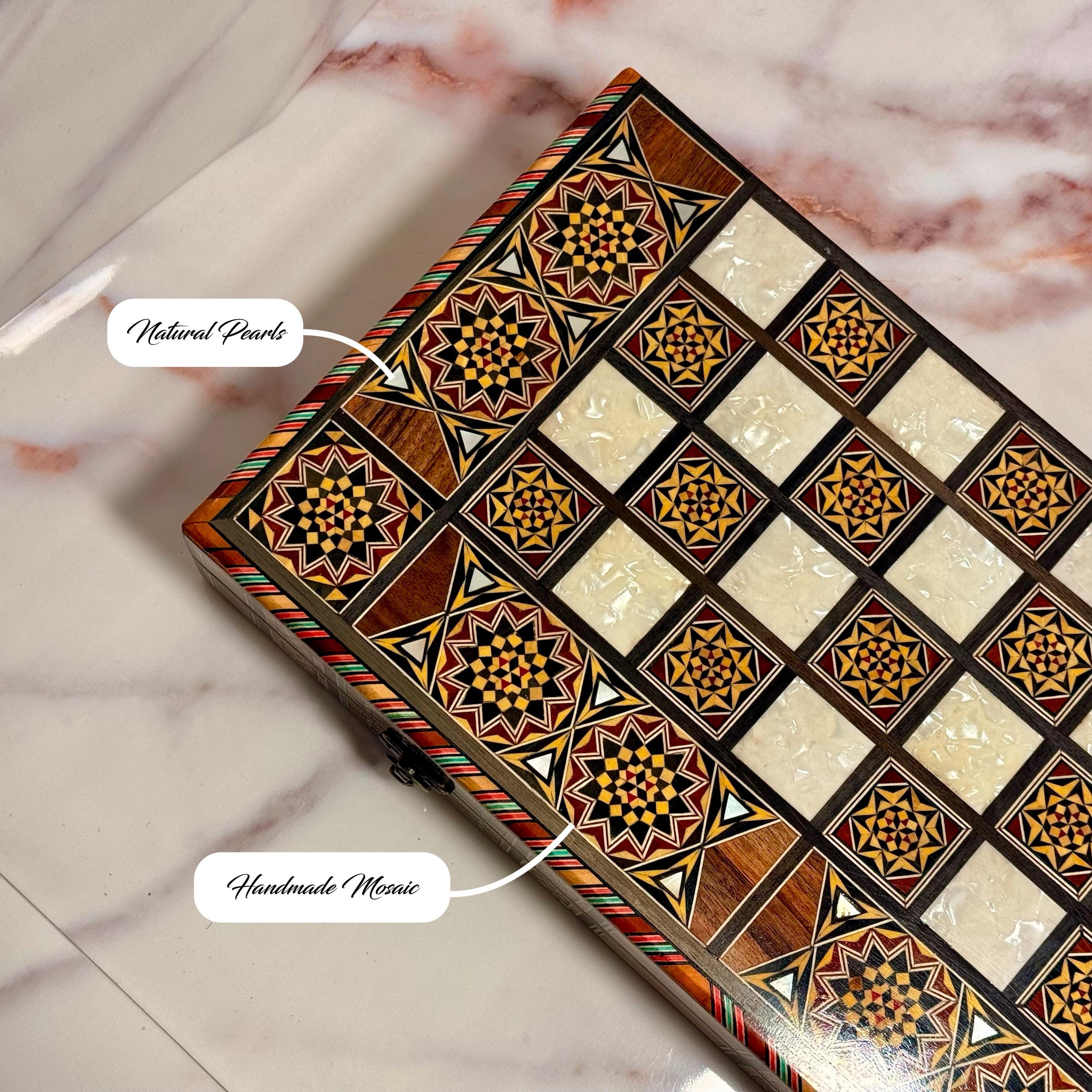 Lebanese Handmade Backgammon Chess Set: Vintage Design, Personalizable ...