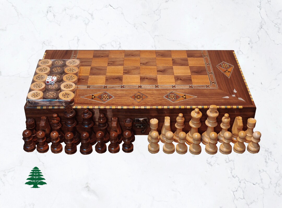 Pearl Chess Set and Backgammon Board From Lebanon | Lebanese Handmade ...
