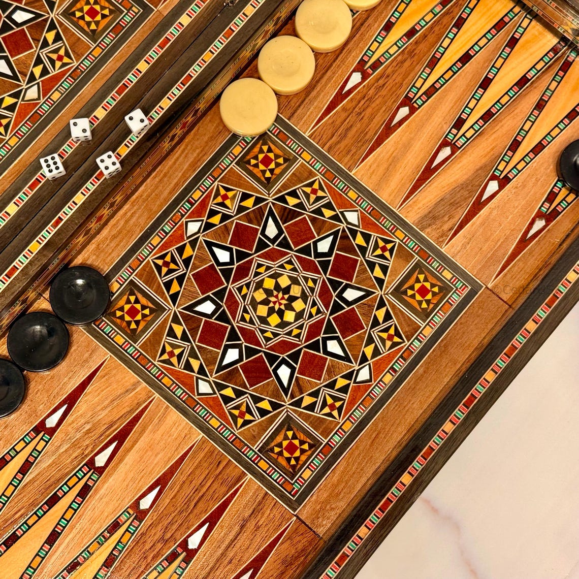 Lebanese Handmade Backgammon Chess Set: Vintage Design, Personalizable ...
