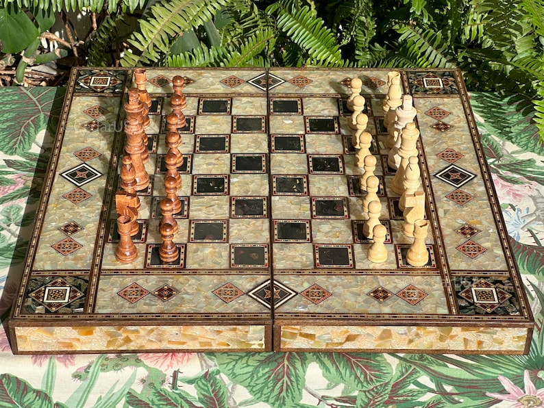 20" Unique Chess and Backgammon Board From Lebanon With Mediterranean ...