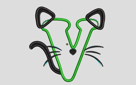Cat Applique Font Letter V - Etsy