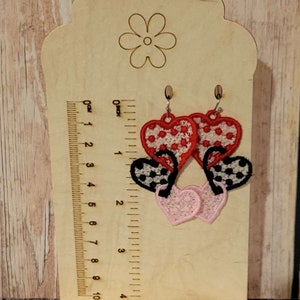 Heart Standing Lace Earring Digital Design File for Embroidery - Etsy