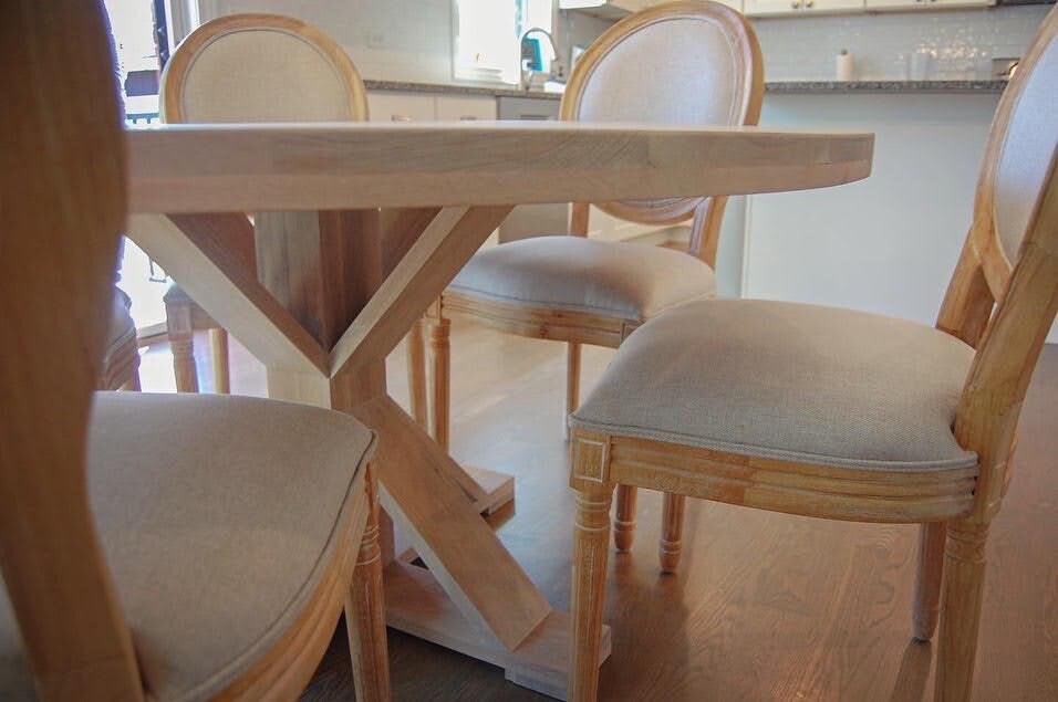Oak Round Dining Table, Trestle Base, Solid Oak - Etsy
