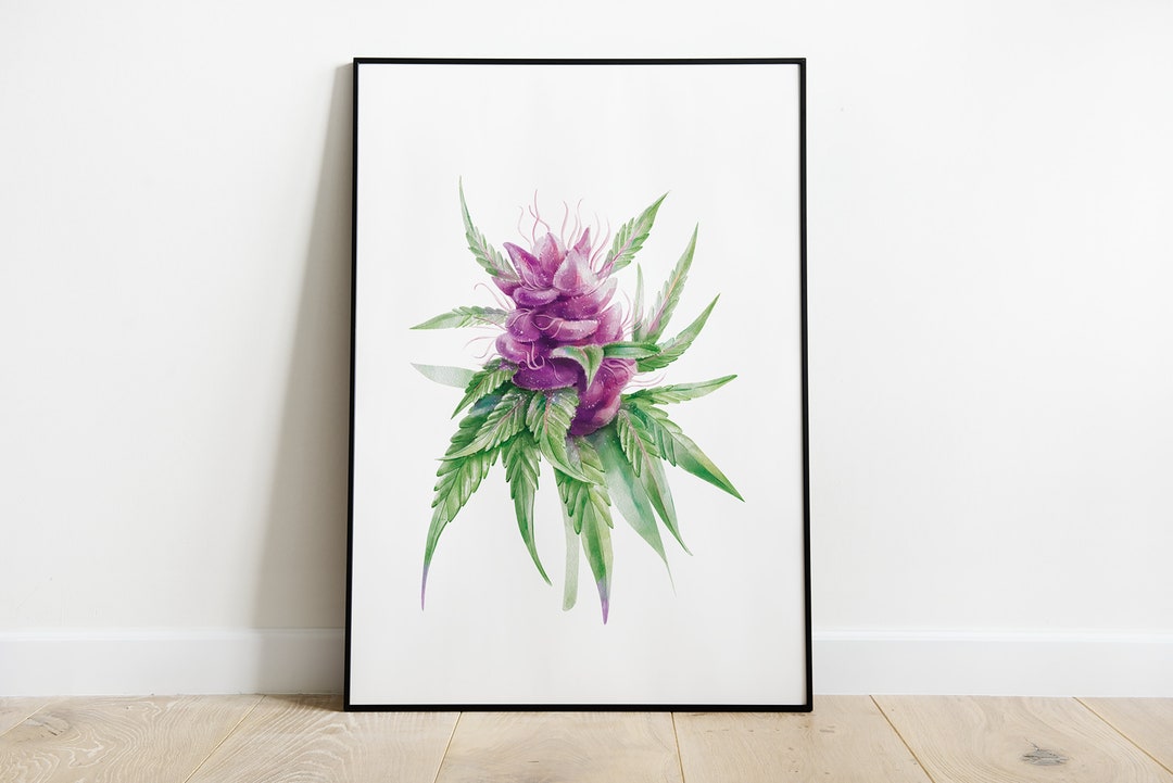 Marijuana, Cannabis Print, Cannabis Watercolor, Cannabis Leaf, Weed ...