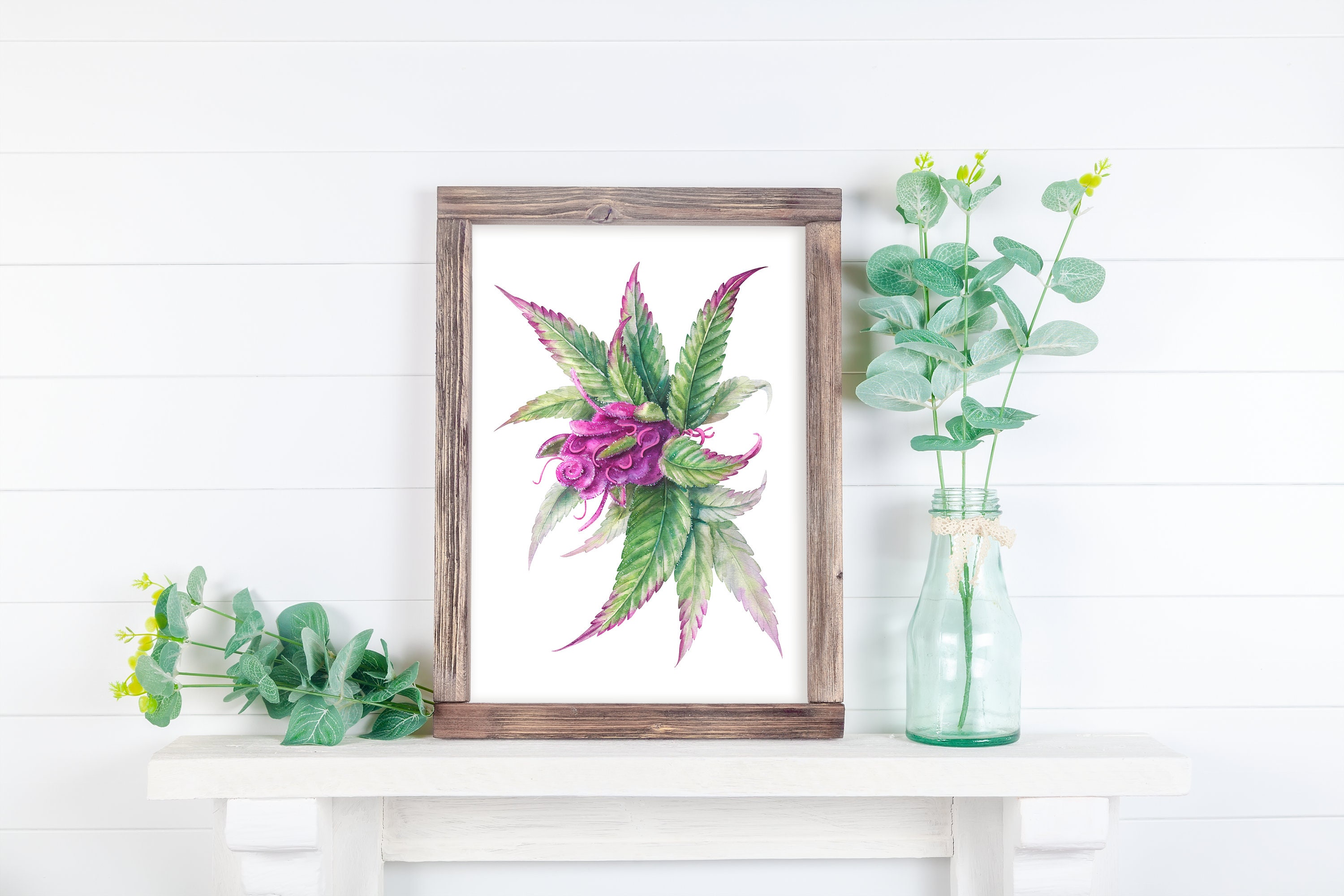 DIGITAL Cannabis Print, Cannabis Poster, Cannabis Watercolor, Cannabis ...