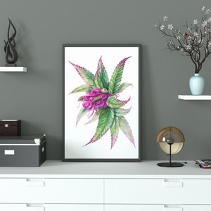 DIGITAL Cannabis Print, Cannabis Poster, Cannabis Watercolor, Cannabis ...