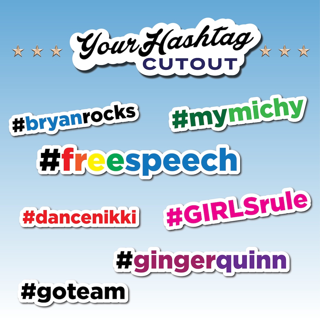 Custom Word Name Hashtag Cutout for Signage Events Charity Sports ...