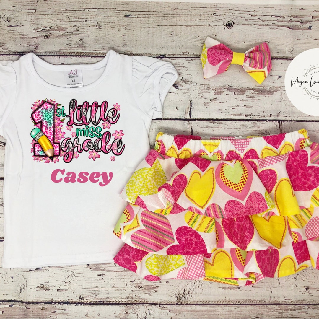 Personalized First Grade Outfit, Rainbow Back to School Skirt Set - Etsy