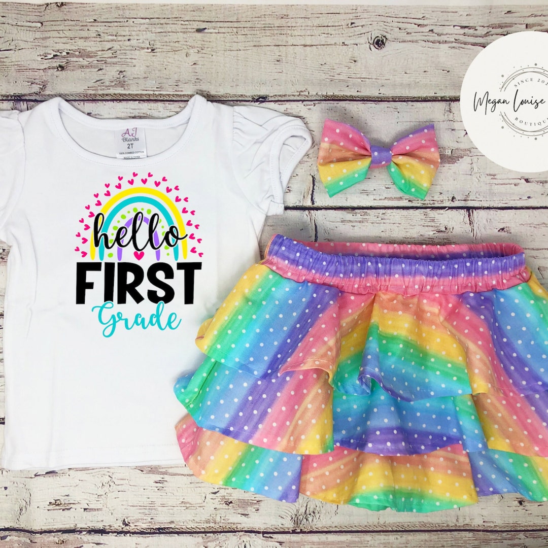 First Grade Outfit, First Day of First Grade, Rainbow School Outfit ...