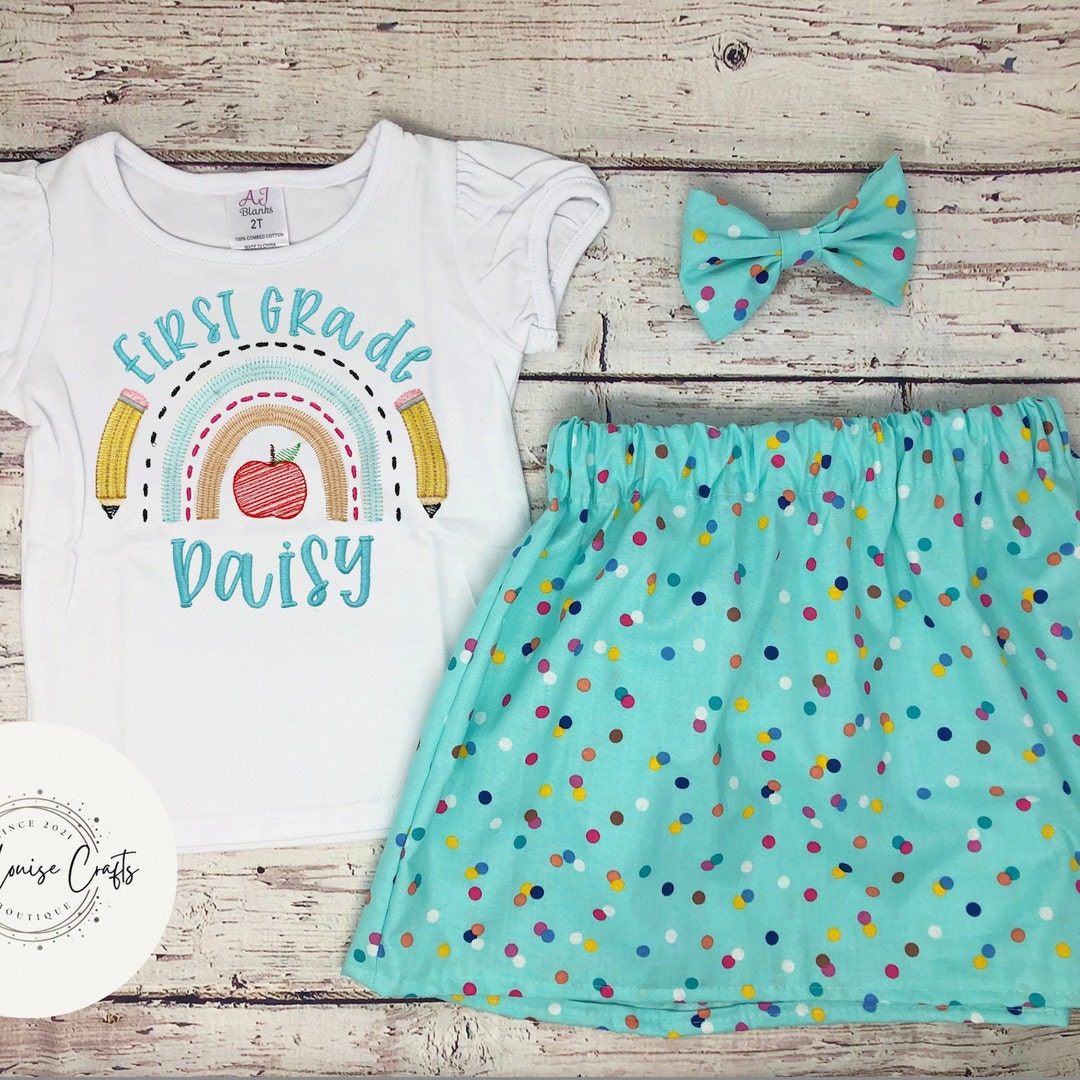 First Grade Outfit, Polka Dot School Outfit, First Day of School ...