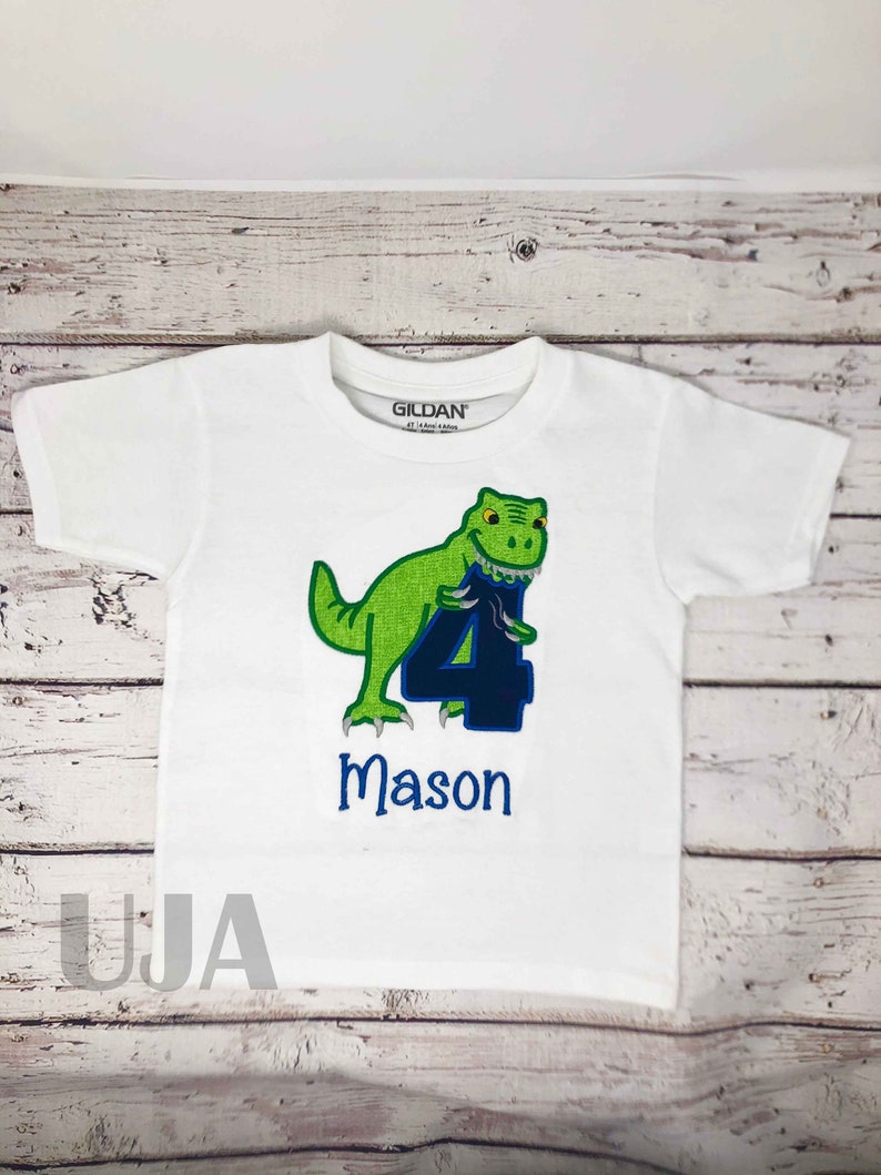 Dinosaur Birthday Shirt T-rex Shirt Fourth Birthday Shirt - Etsy
