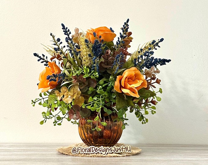Fall Floral Arrangement, Small Autumn Centerpiece, Small Autumn ...