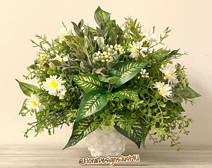 Farmhouse Greenery Centerpiece, Modern Farmhouse Greenery Arrangement ...