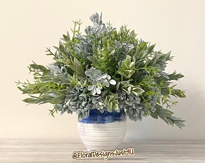 Modern Farmhouse Greenery Arrangement, Small Greenery Arrangement ...