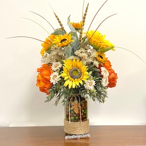 Tall Sunflower Farmhouse Centerpiece, Sunflower Arrangement, Fall ...