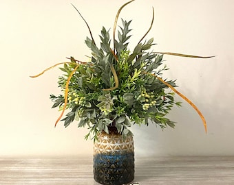 Farmhouse Greenery Centerpiece, Modern Farmhouse Arrangement, Unique ...