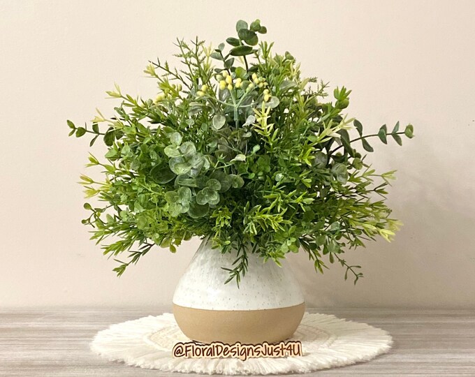 Modern Farmhouse Greenery Centerpiece Greenery Planter - Etsy
