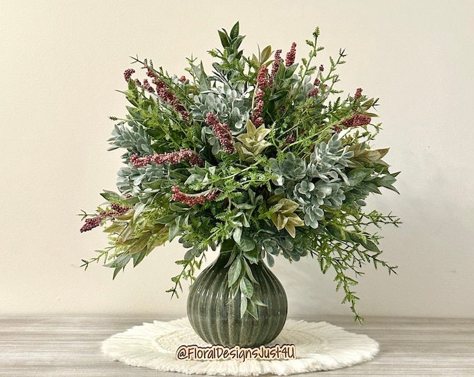 Modern Farmhouse Floral Greenery Arrangement, Floral Greenery ...