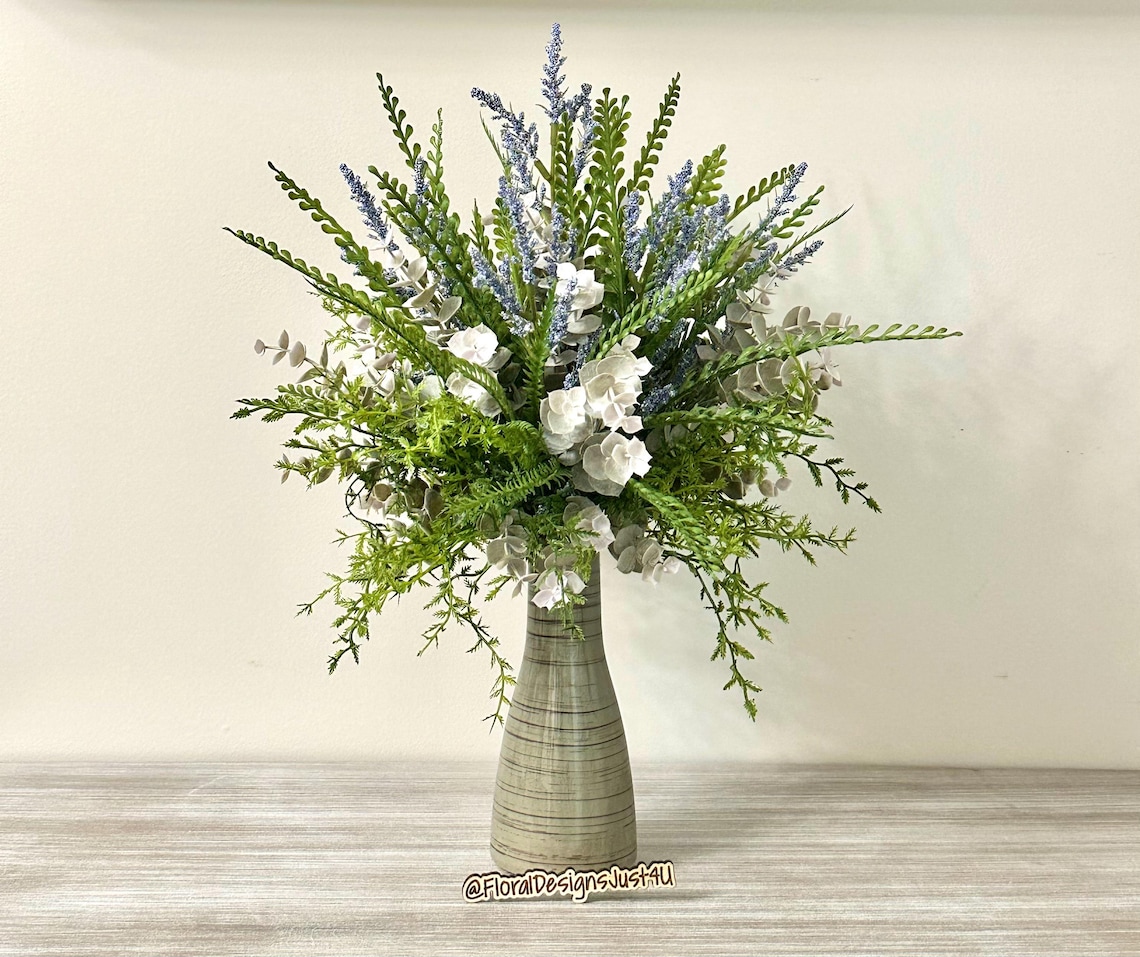 Artificial Greenery Arrangement With Faux Berry Wildflowers in a ...