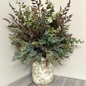 Greenery Floral Arrangement, Fake Plant Arrangement, Greenery ...
